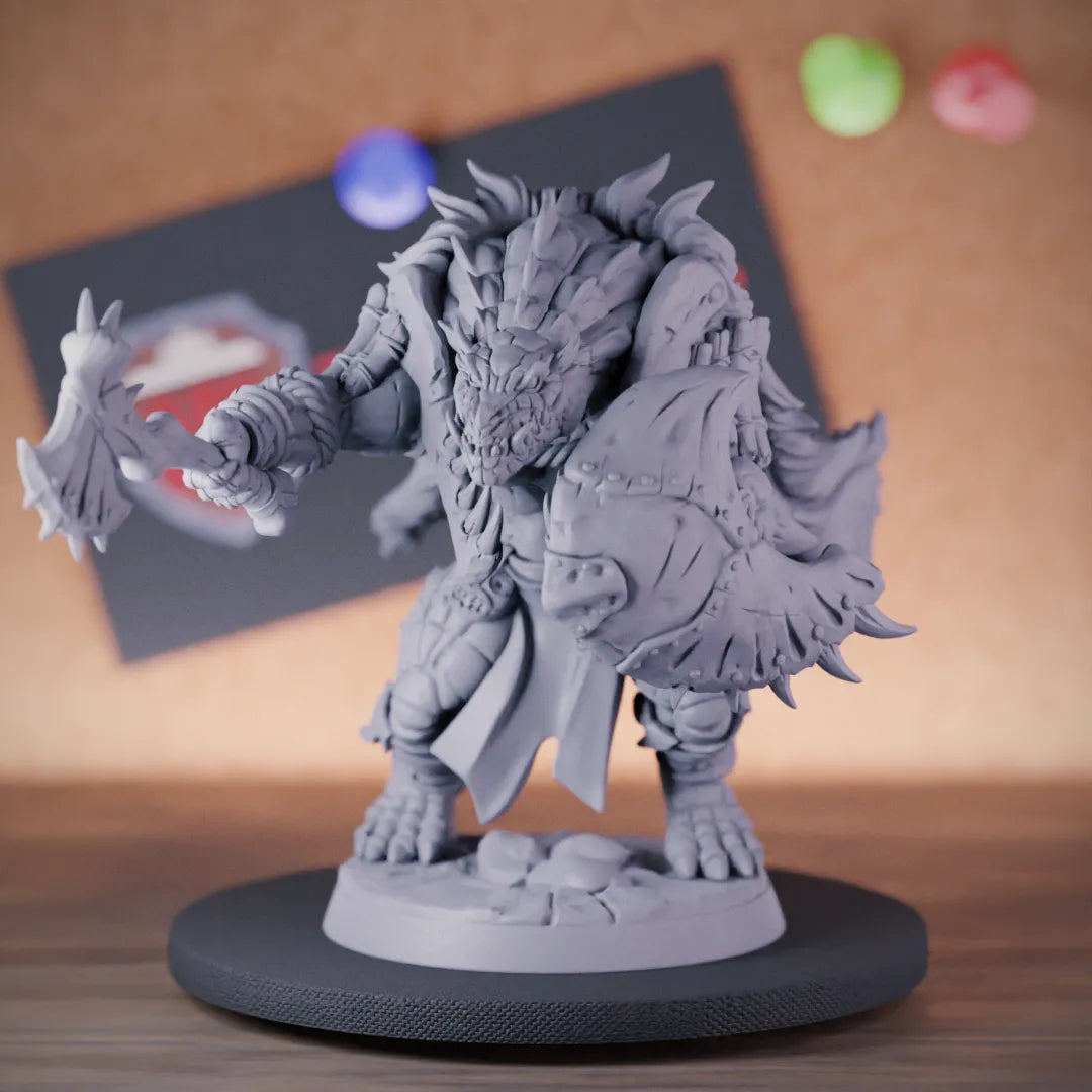 Lizardfolk 5e | DnD Lizard Warrior Battleaxe Miniature | RPG Guild