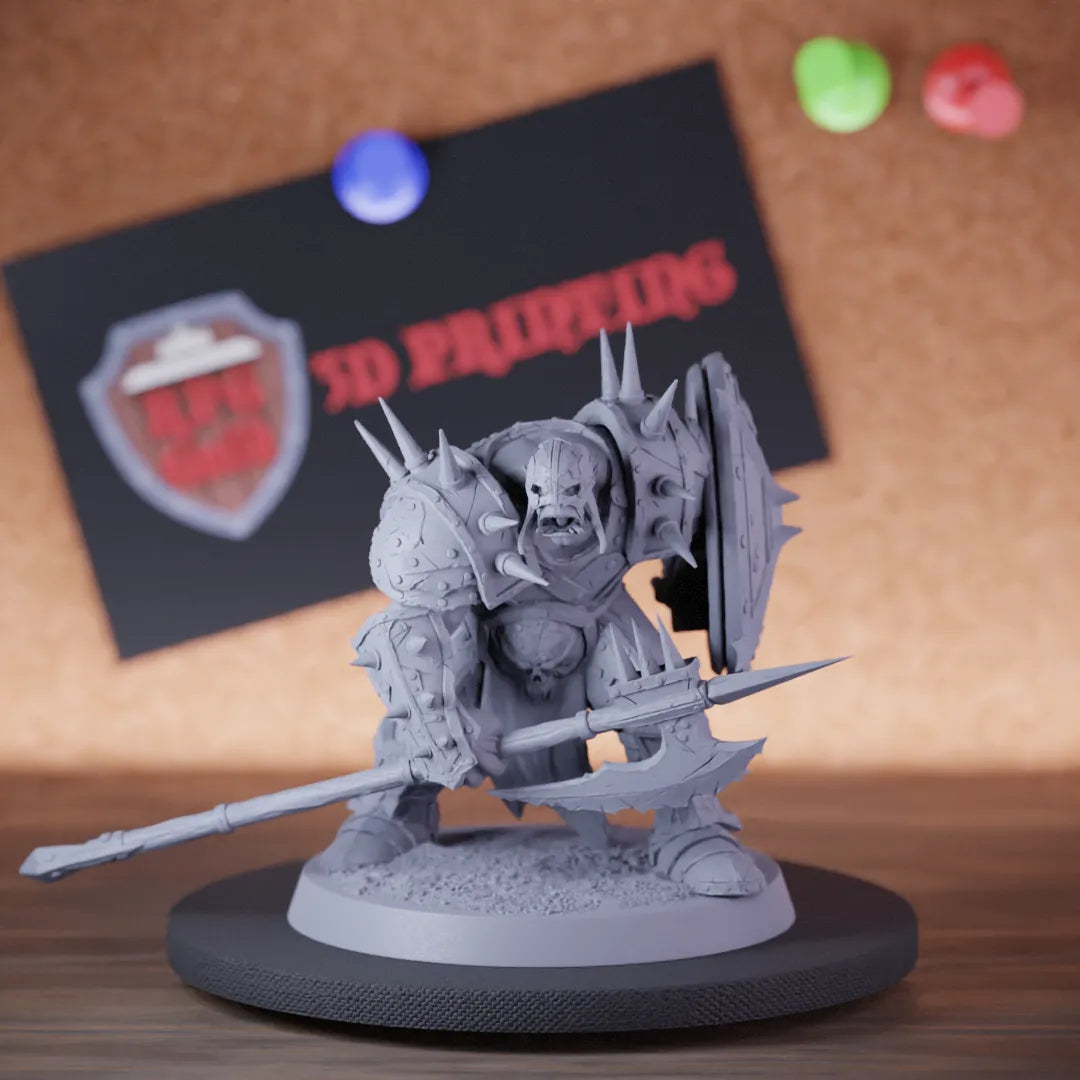 Orc Infantry Halberd Shield Angry Dnd Miniature | RPG Guild