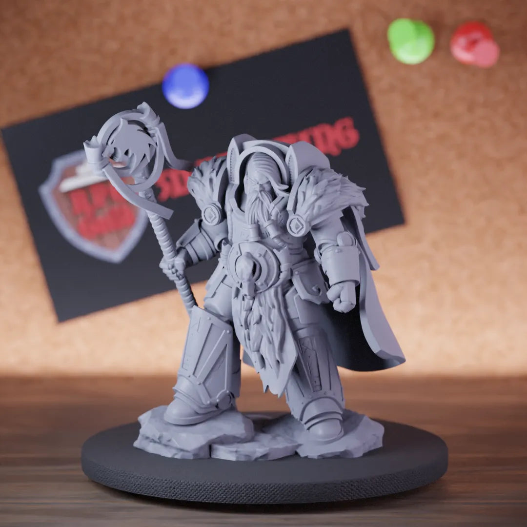 Dwarf 5e | DnD Armored Dwarf Wizard Staff Miniature | RPG Guild